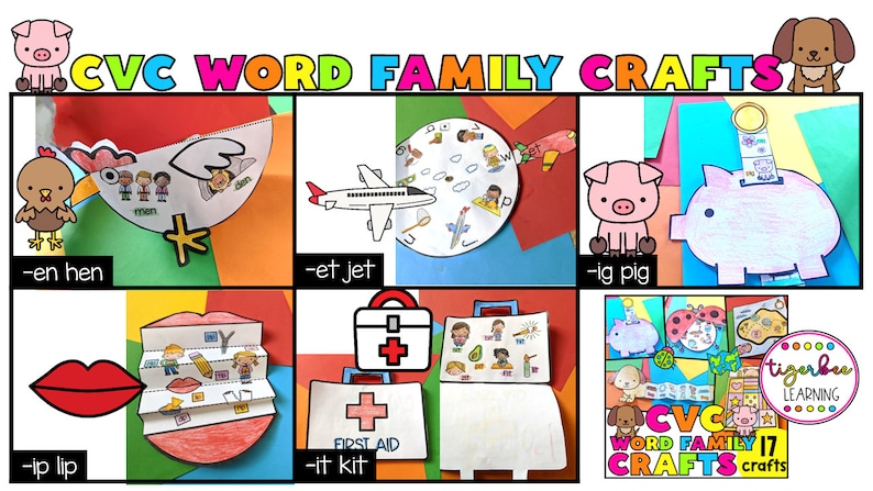 Short Vowel Word Family Crafts | CVC Words Crafts - Etsy