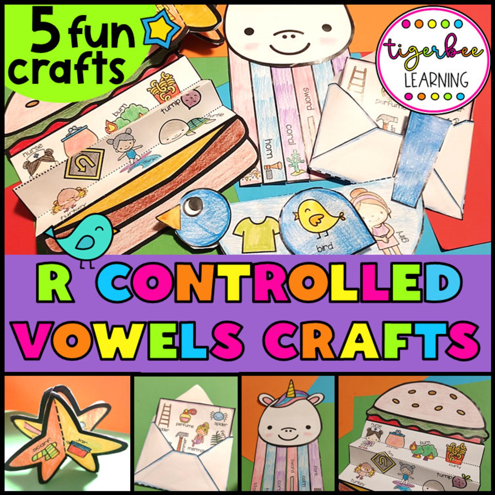 R Controlled Vowels Crafts | Phonics Crafts - Etsy