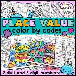 Place Value Math Color by Codes: 2 Digit and 3 Digit Numbers - Etsy
