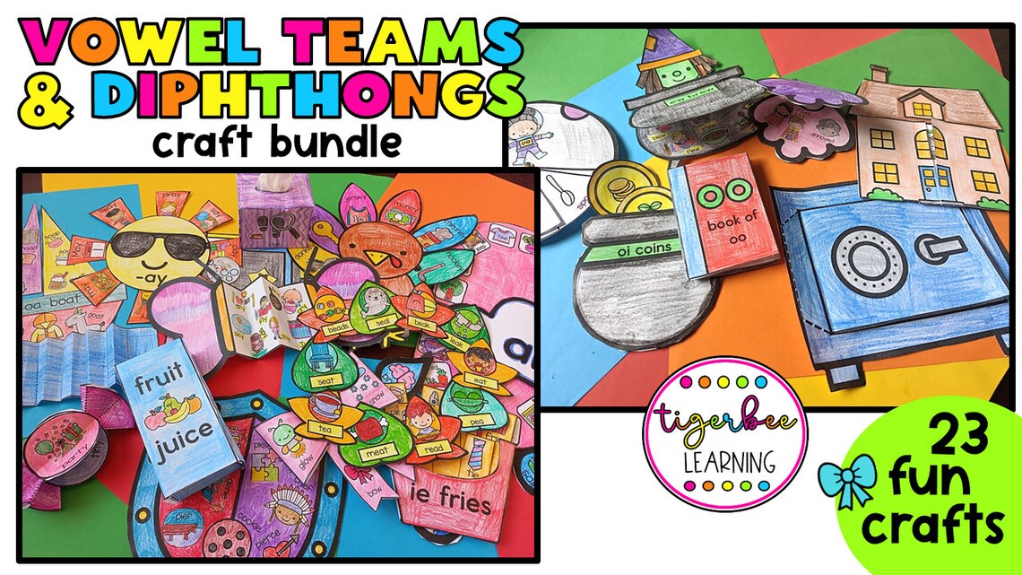 Vowel Teams and Diphthongs Phonics Crafts - Etsy