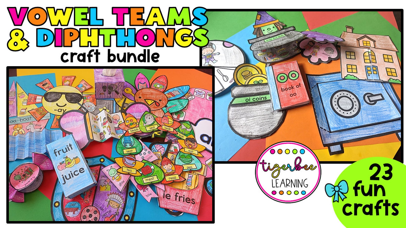 Vowel Teams and Diphthongs Phonics Crafts - Etsy