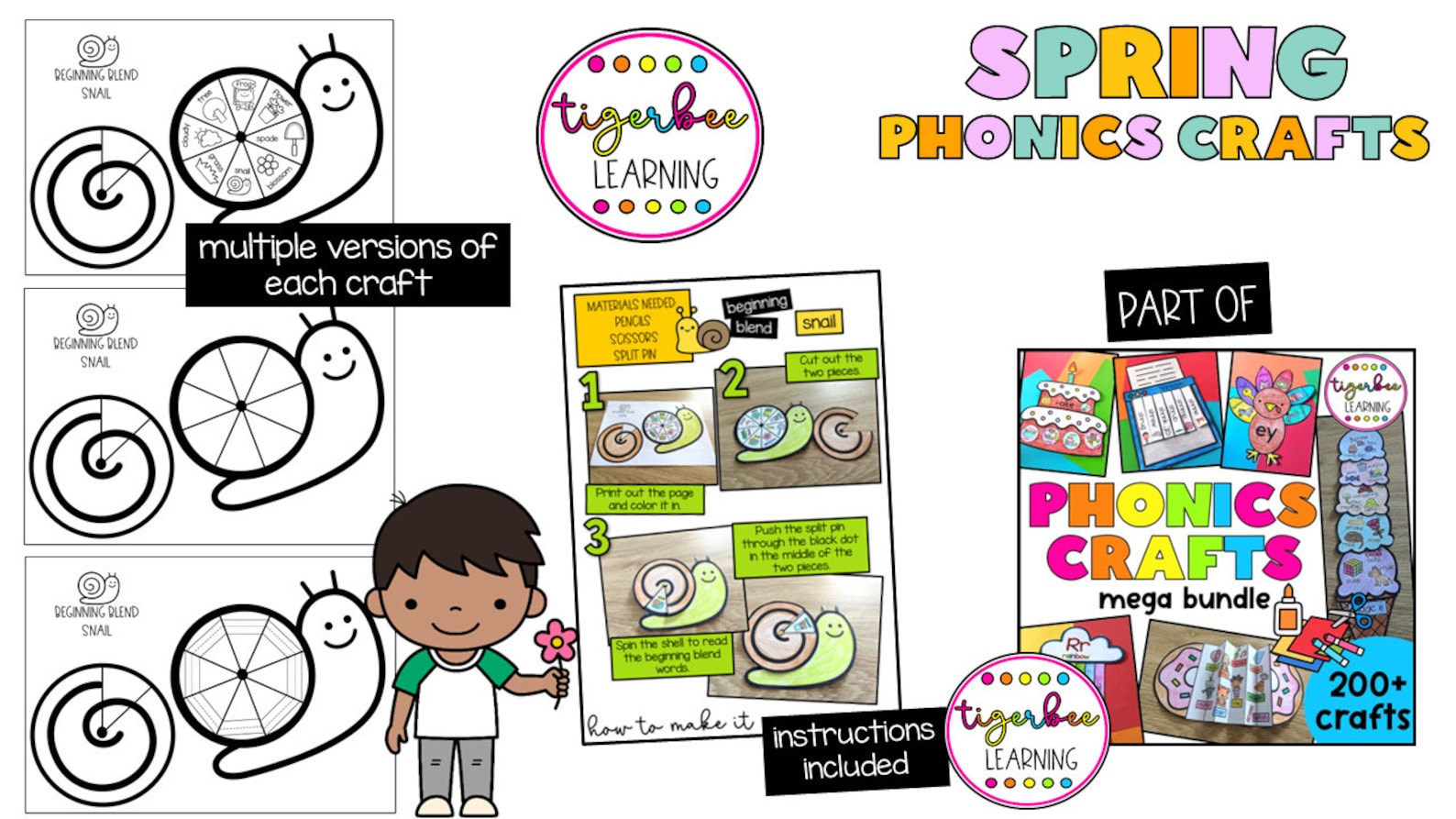 Spring Phonics Crafts: CVC, Blends, Vowel Teams, Syllables and More - Etsy