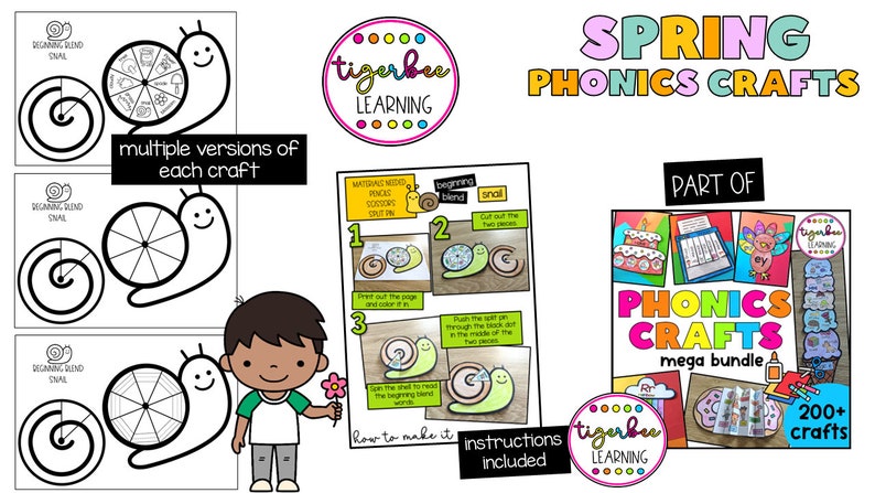 Spring Phonics Crafts: CVC, Blends, Vowel Teams, Syllables and More - Etsy