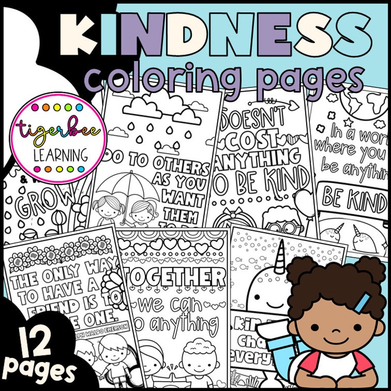 Kindness Coloring Pages | Inspiring Quotes Coloring Pages - Etsy