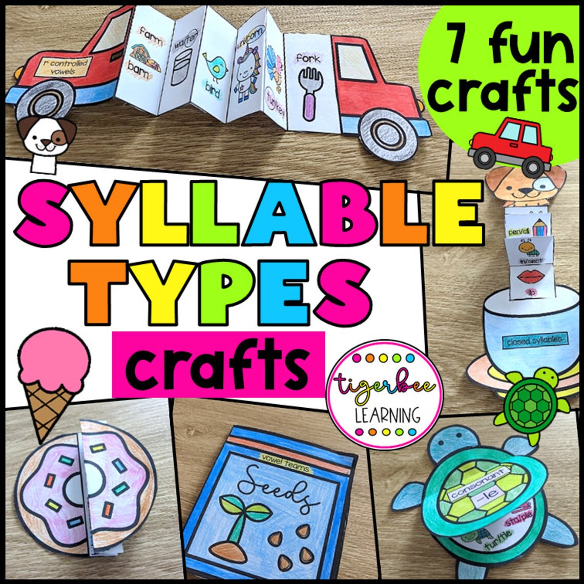 7 Syllable Types Crafts Phonics Practice Activities - Etsy