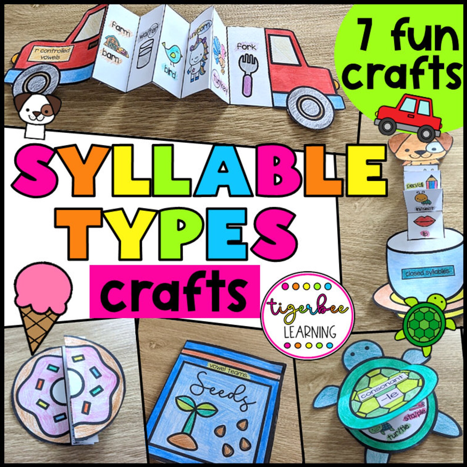 7 Syllable Types Crafts Phonics Practice Activities - Etsy