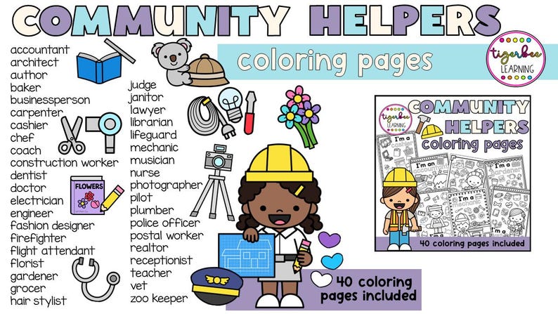 Community Helpers Coloring Pages | Community Helper Printables - Etsy