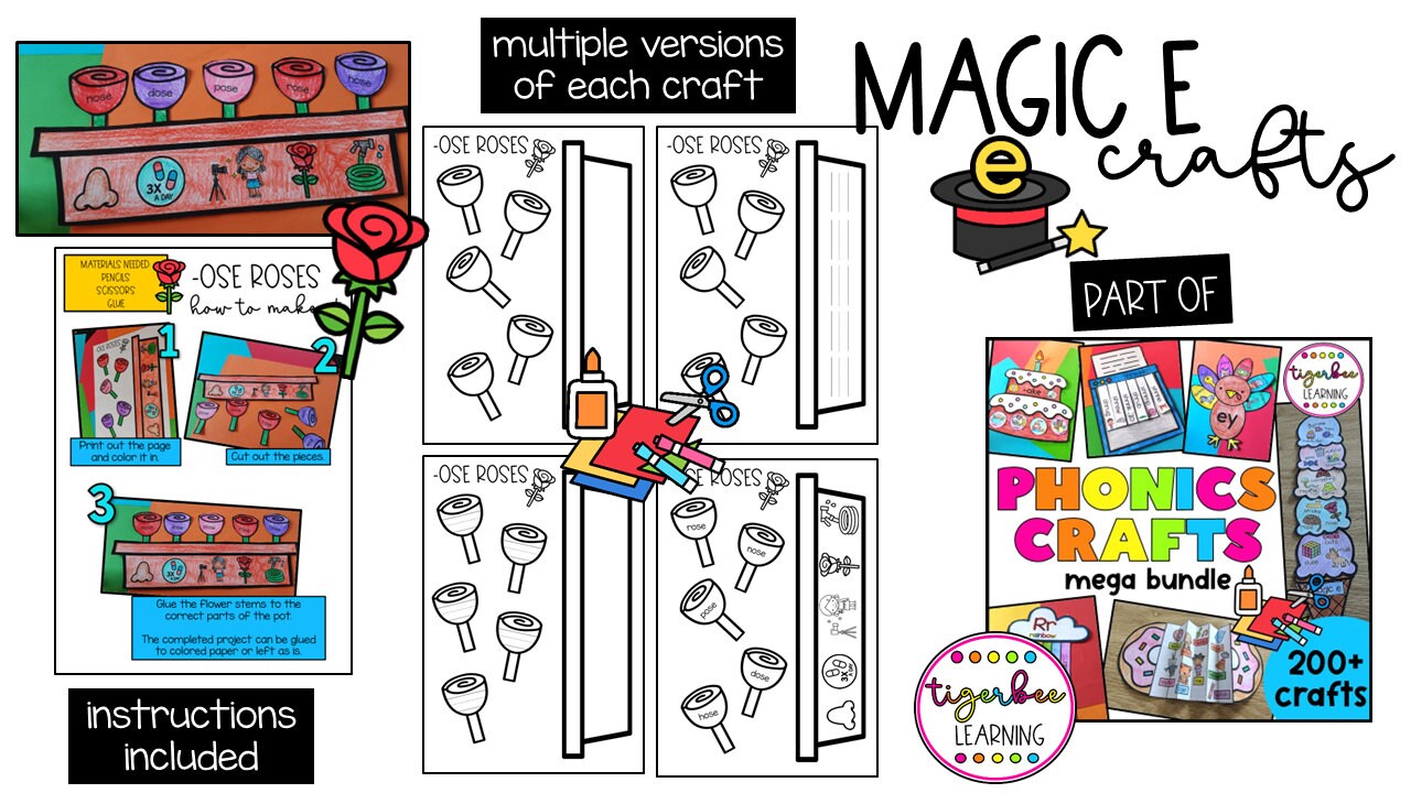 Long Vowel Magic E Word Family Phonics Craft Projects - Etsy