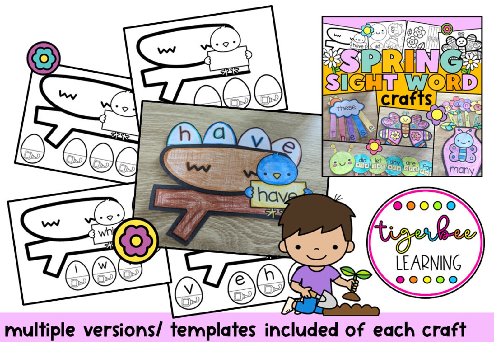 Spring Sight Words Crafts | Editable Sight Words Crafts - Etsy