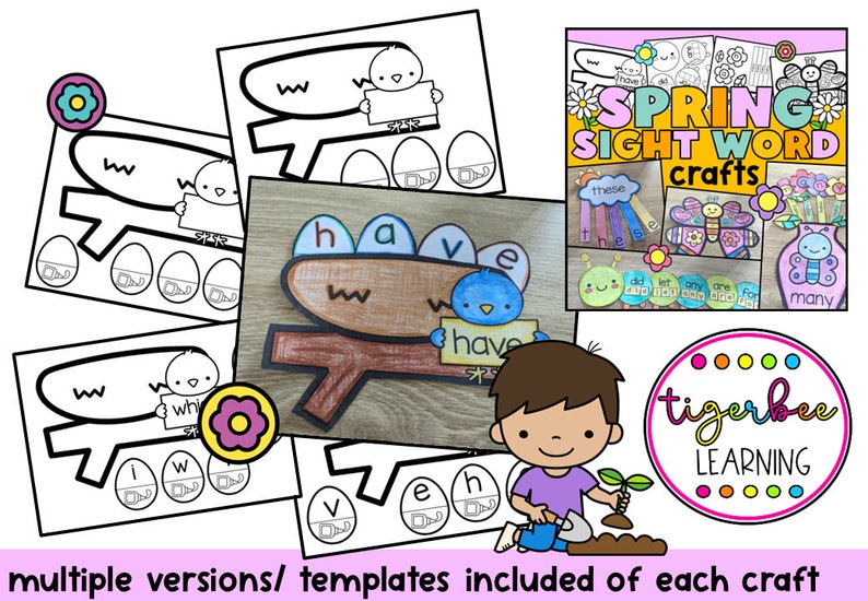 Spring Sight Words Crafts | Editable Sight Words Crafts - Etsy