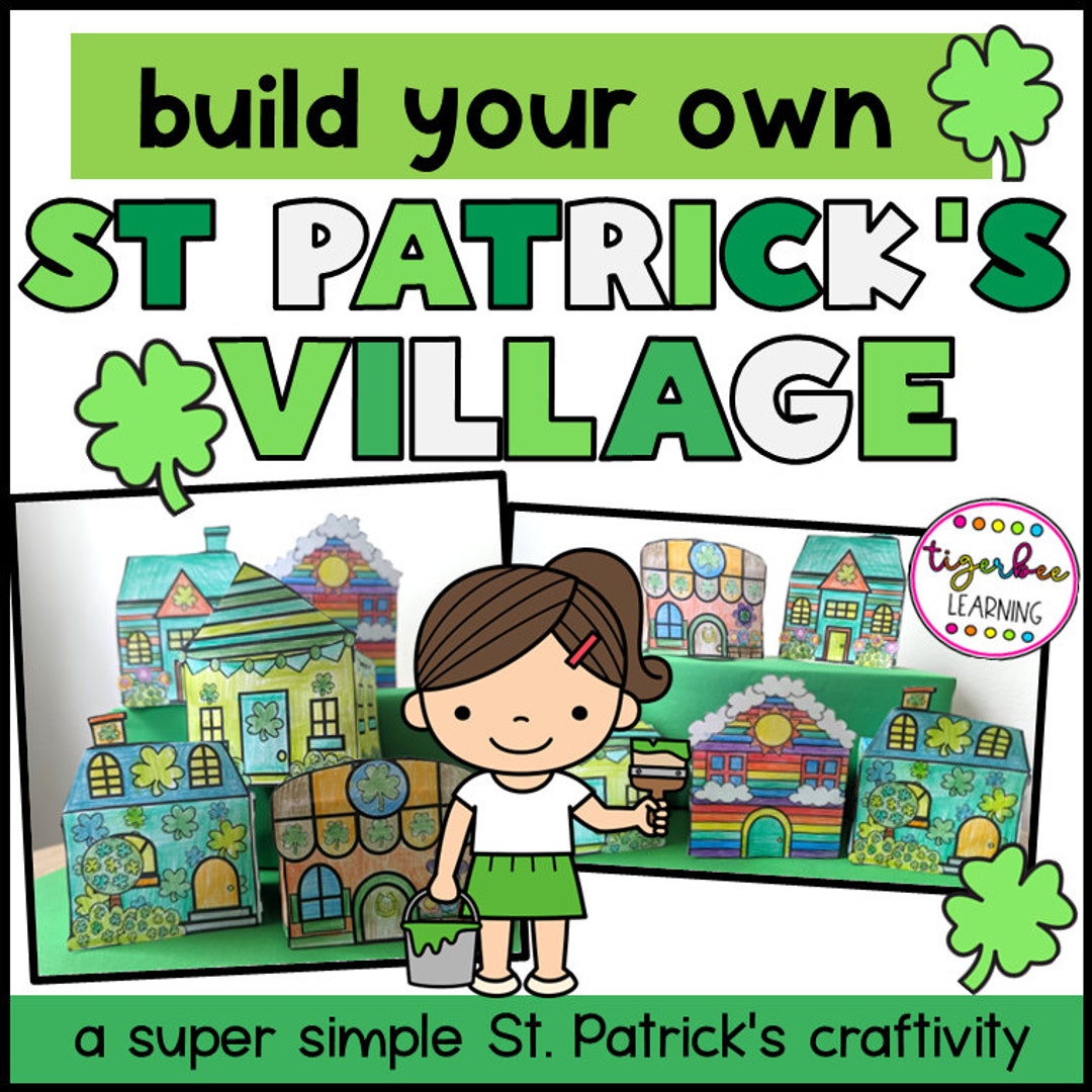 St. Patricks Craft Project 3D Leprechaun Village Printable - Etsy