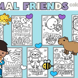 Animal Friends Coloring Pages | Inspirational Quotes Coloring Pages - Etsy