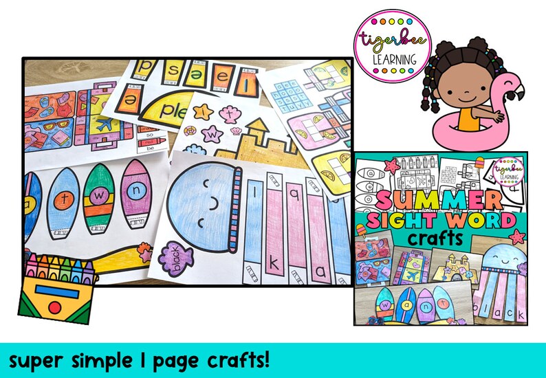 Summer Sight Words Crafts Editable Sight Words Crafts - Etsy