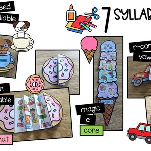 7 Syllable Types Crafts | Phonics Practice Activities - Etsy