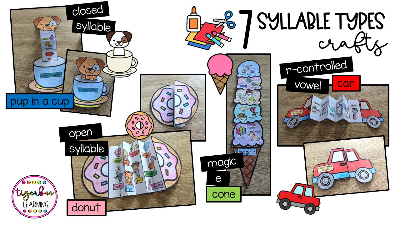 7 Syllable Types Crafts Phonics Practice Activities - Etsy