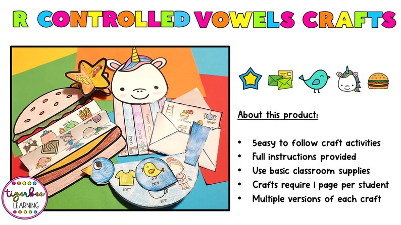 R Controlled Vowels Crafts | Phonics Crafts - Etsy