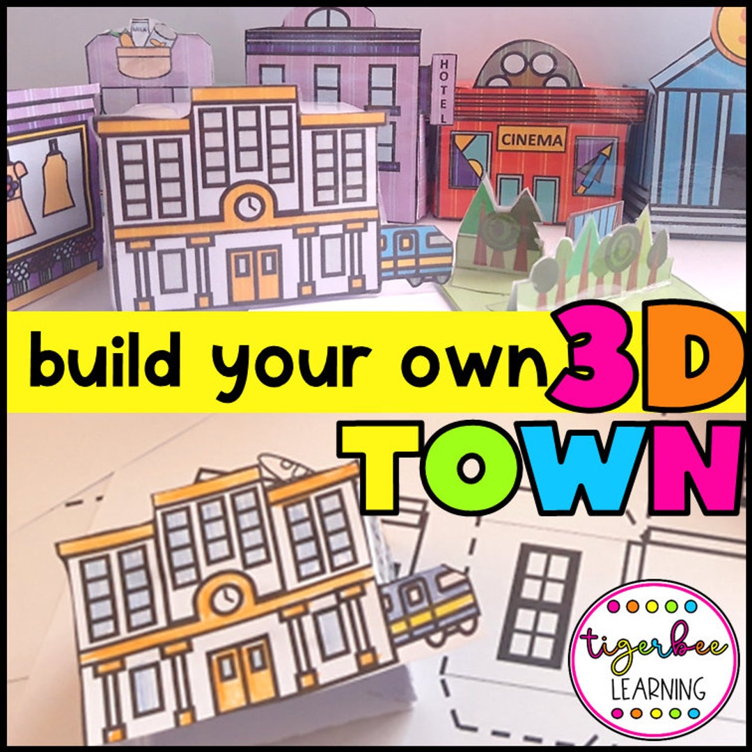 3D Paper Town Project With 20 Places in Town - Etsy