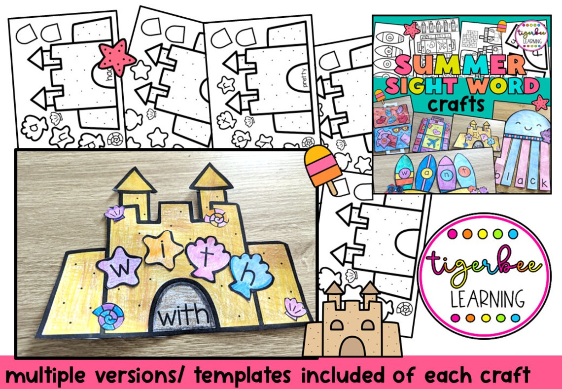 Summer Sight Words Crafts | Editable Sight Words Crafts - Etsy