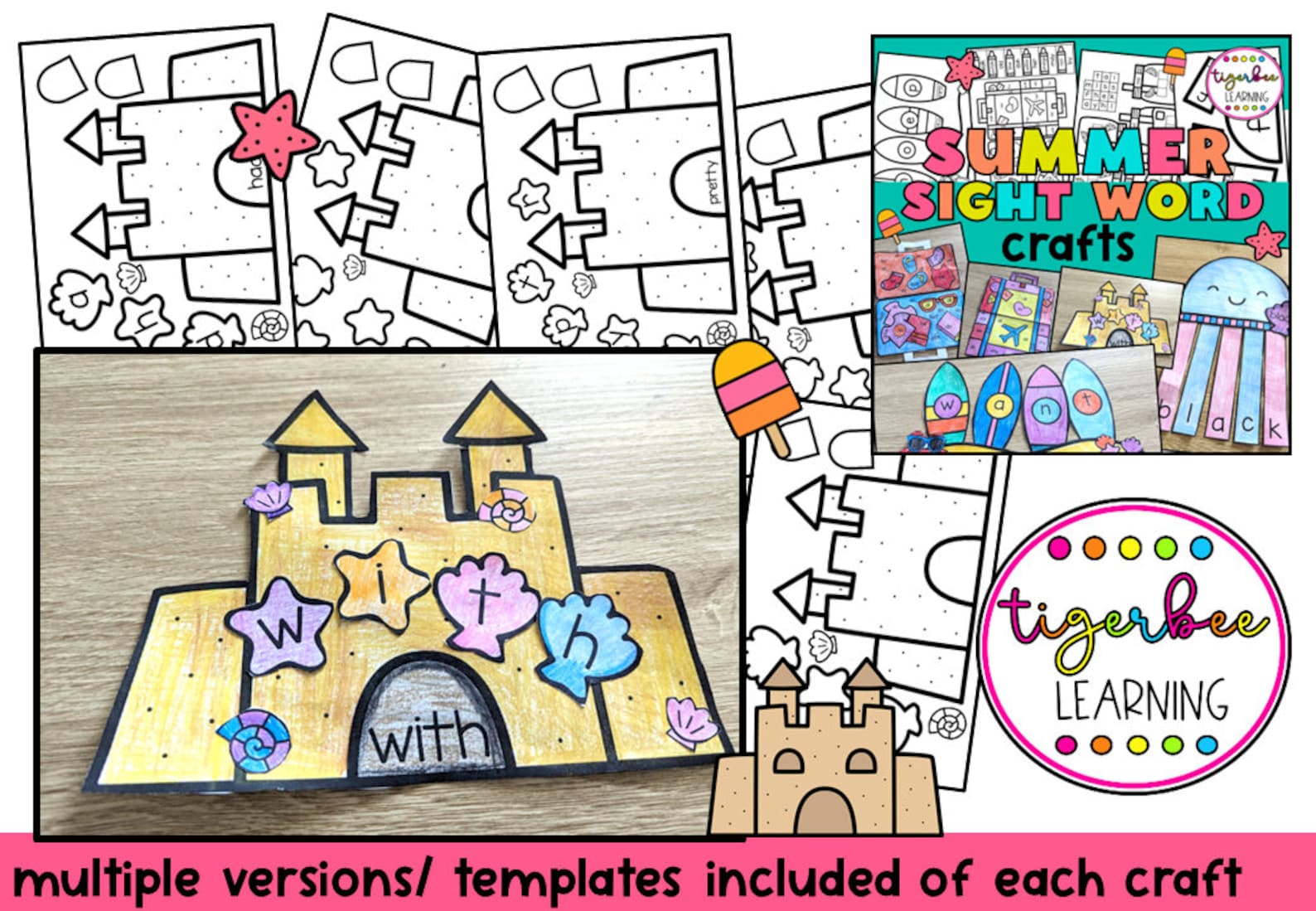 Summer Sight Words Crafts Editable Sight Words Crafts - Etsy