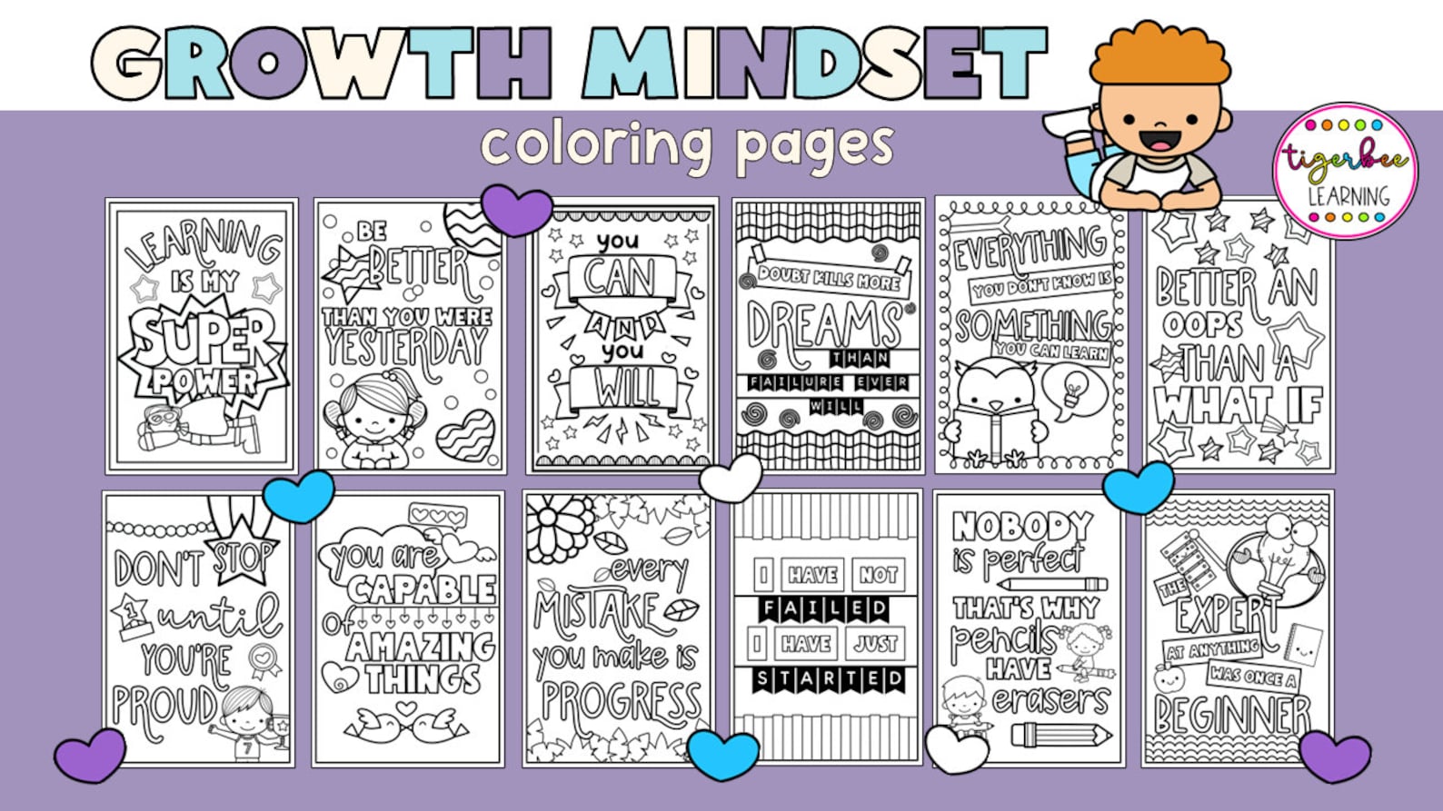 Growth Mindset Coloring Pages | Inspiring Quotes Pages - Etsy