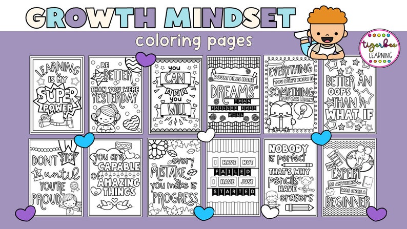 Growth Mindset Coloring Pages | Inspiring Quotes Pages - Etsy