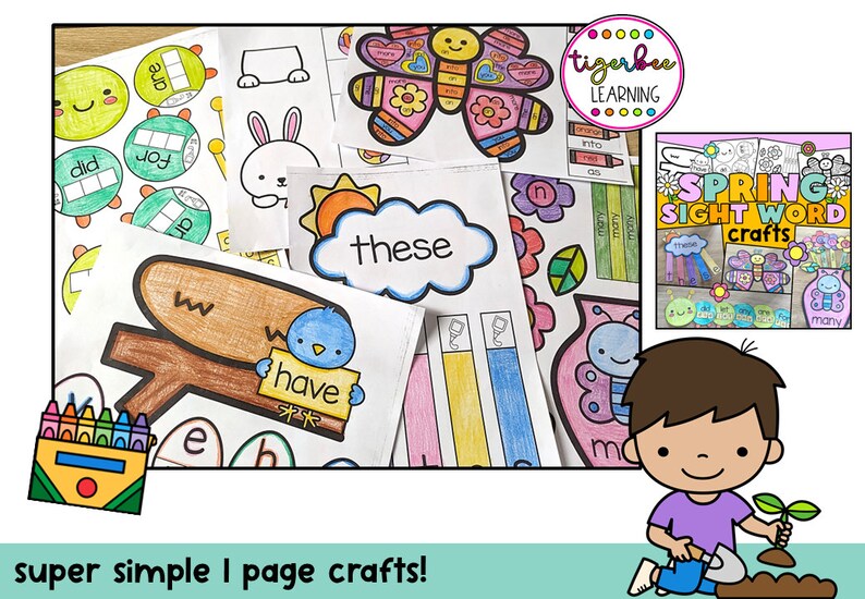 Spring Sight Words Crafts | Editable Sight Words Crafts - Etsy