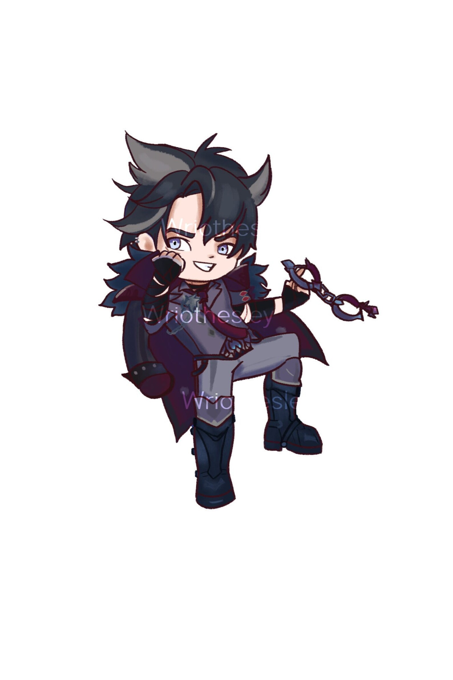 Genshin Impact Chibi Keychain Wriothesley - Etsy