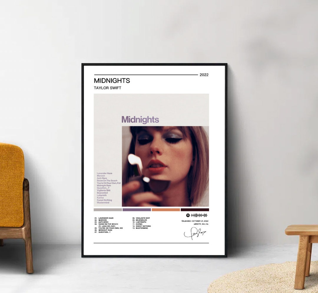 Taylor Swift Midnights Album Poster Swiftie Merch Custom Poster Wall ...