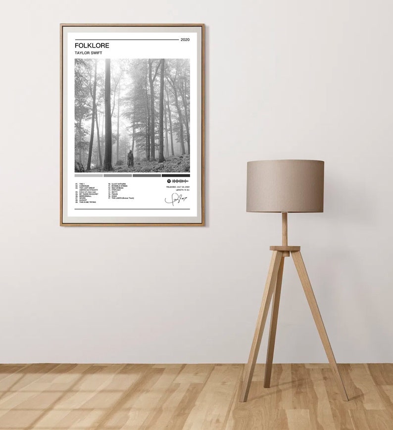Taylor Swift Folklore Album Poster Swiftie Merch Custom Poster Wall Art ...