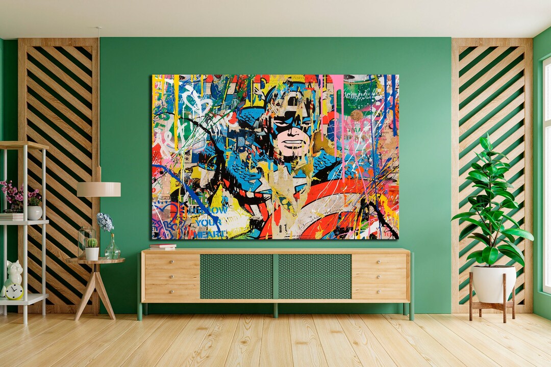 Motivational Superhero Mixed Media Graffiti Art Canvas Print Modern ...