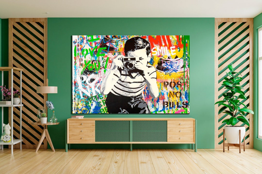 Work Well Together Graffiti Wall Art Canvas Print Modern Banksy Artwork ...
