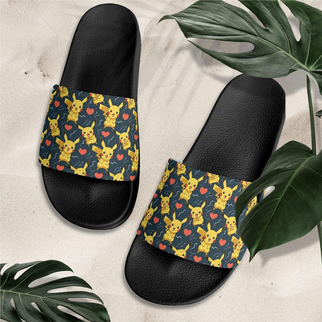 Pikachu Love Slides | Pokémon Heart Sandals, Cute Electric Fan Gift ...