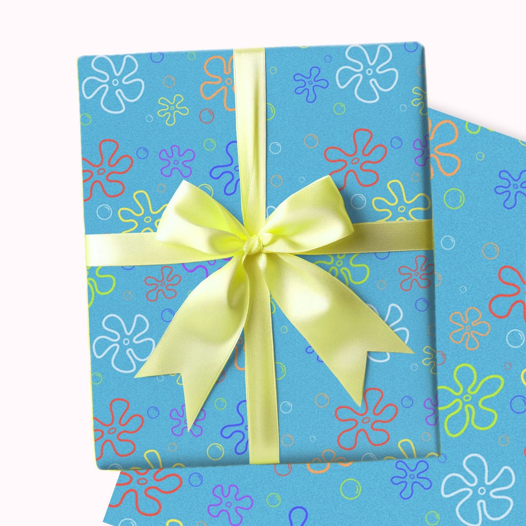 Under the Sea Blue Sponge Gift Wrapping Paper Roll, Birthday Party Kids ...