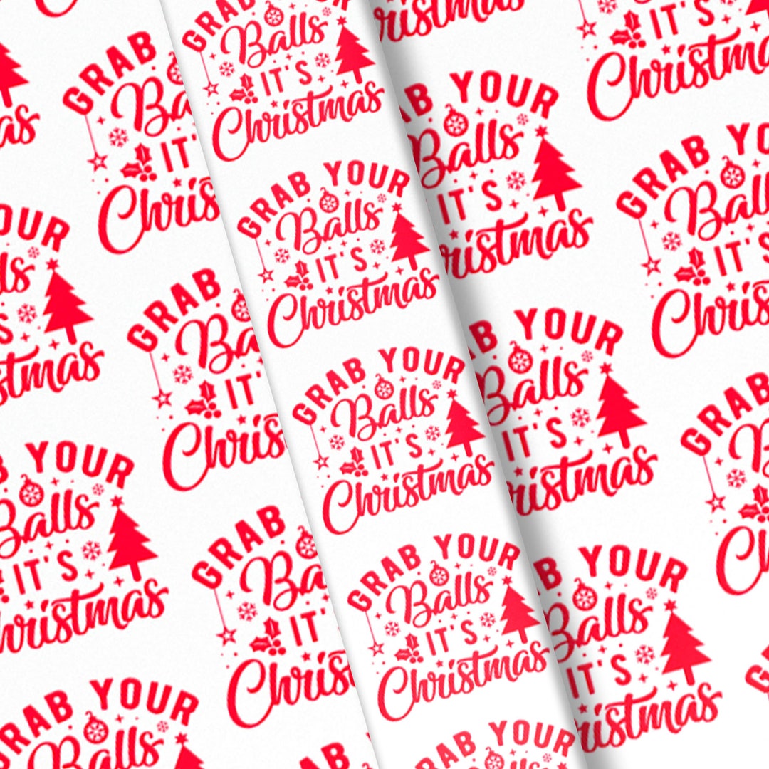 Grab Your Balls Funny Christmas Wrapping Paper Roll, Red White ...