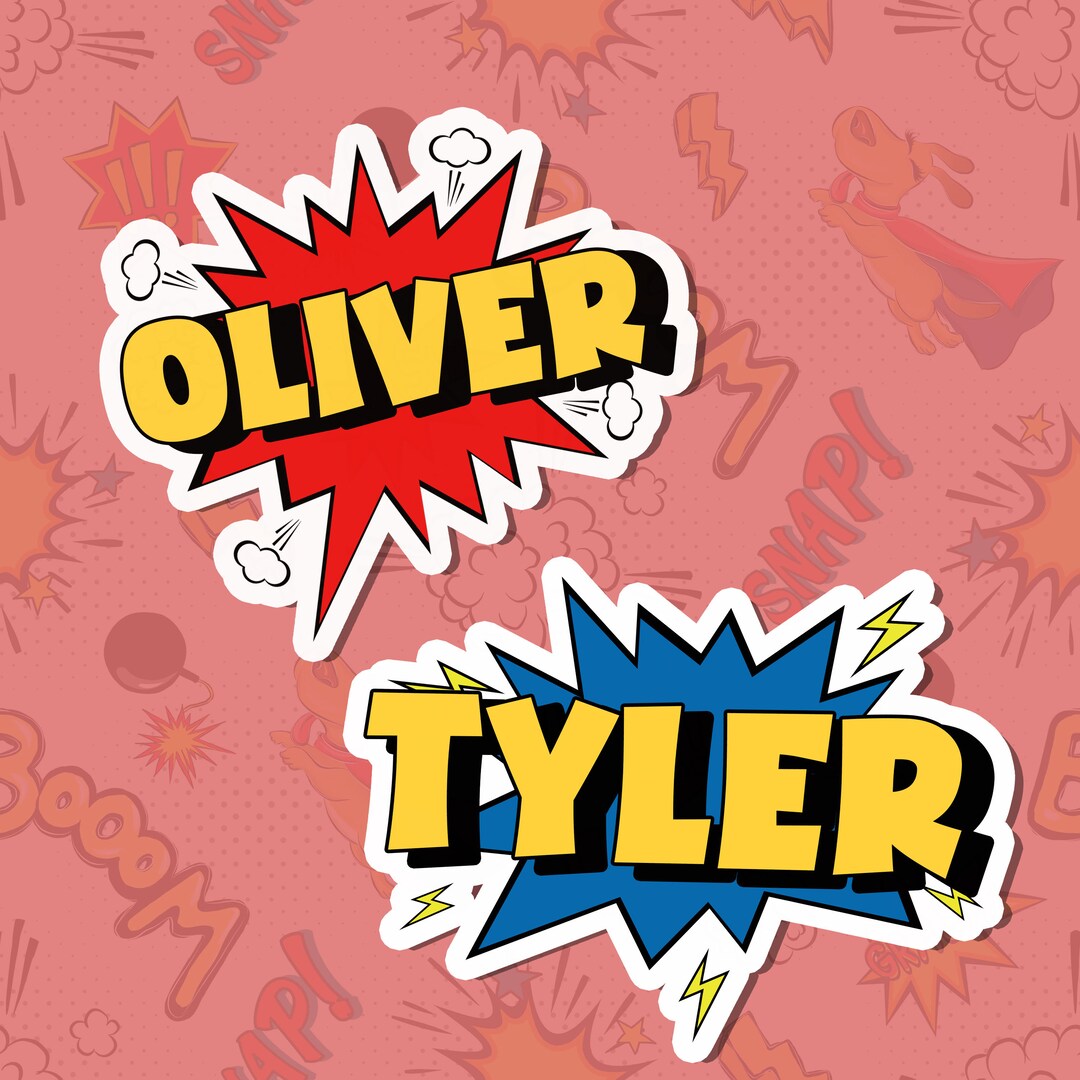 Superhero Custom Name Personalised Sticker, Comic Book Sticker ...