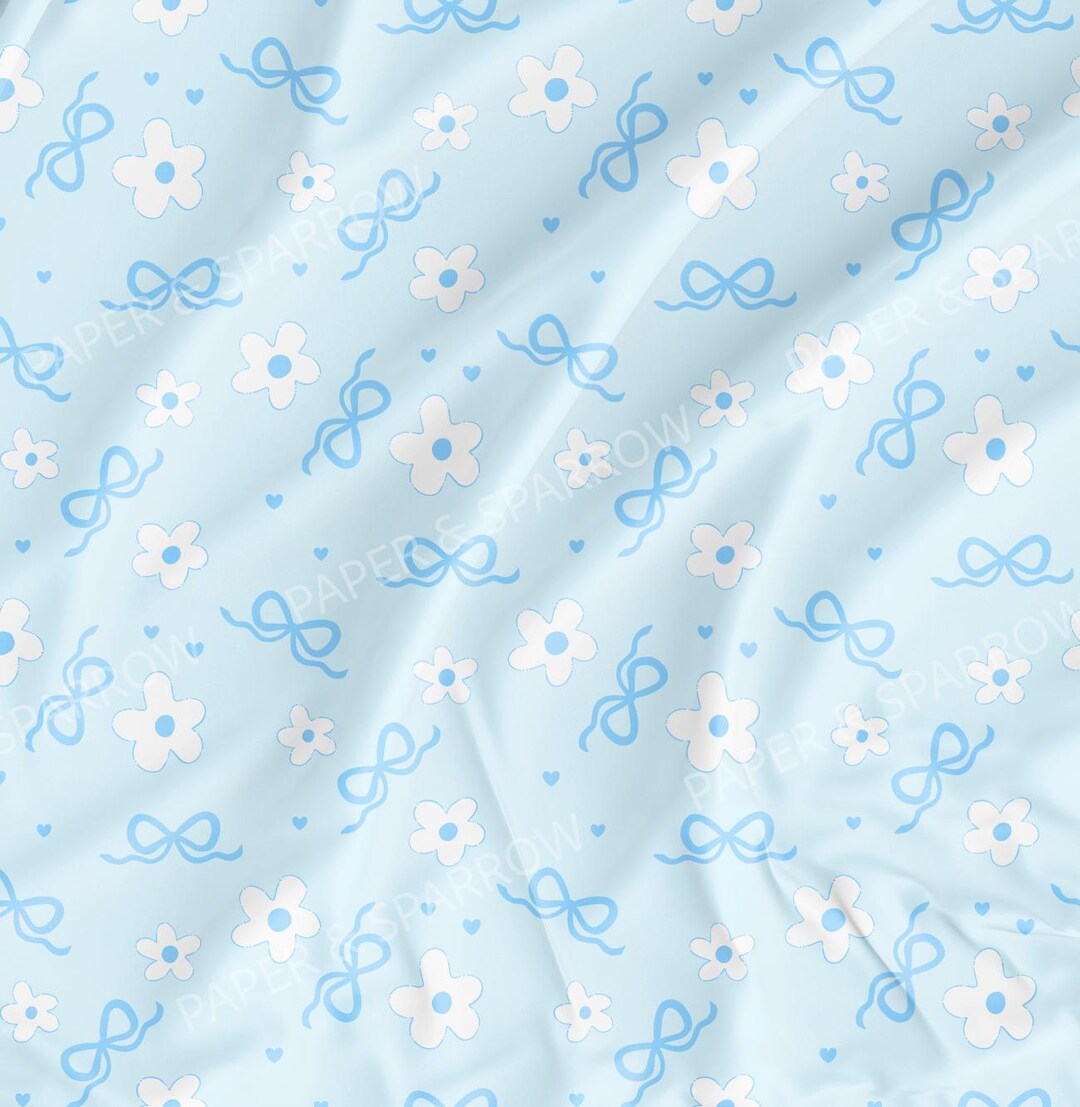 Coquette Blue Floral Cotton Fabric, Sewing Craft Supplies, Baby Nursery ...