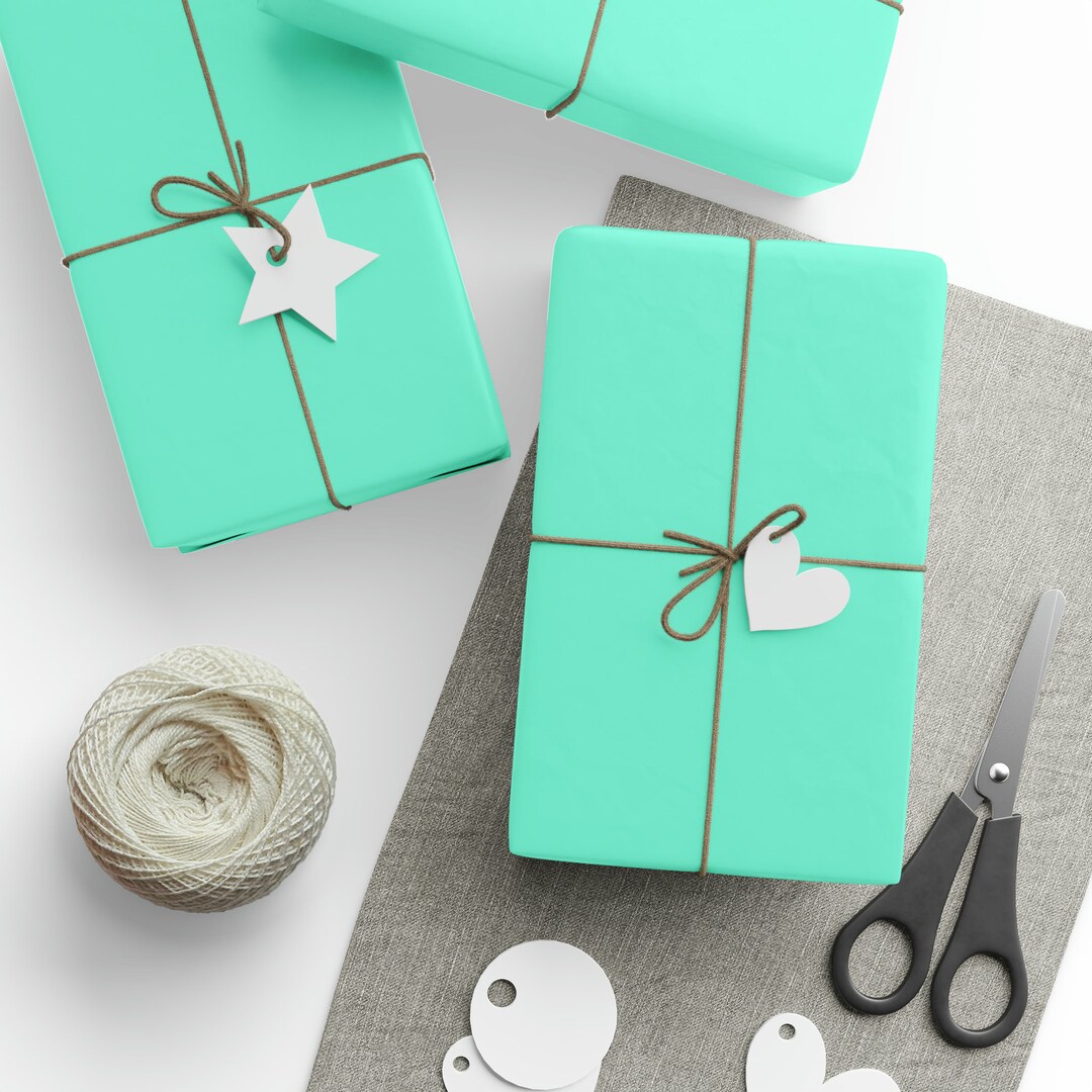 Plain Teal Mint Green Gift Wrapping Paper Roll, Blank Minimalistic Wrap ...