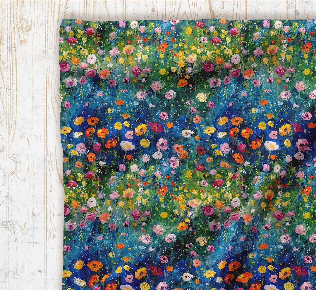 Monet Painting Floral Cotton Fabric, Sewing Craft Supplies, Colorful ...
