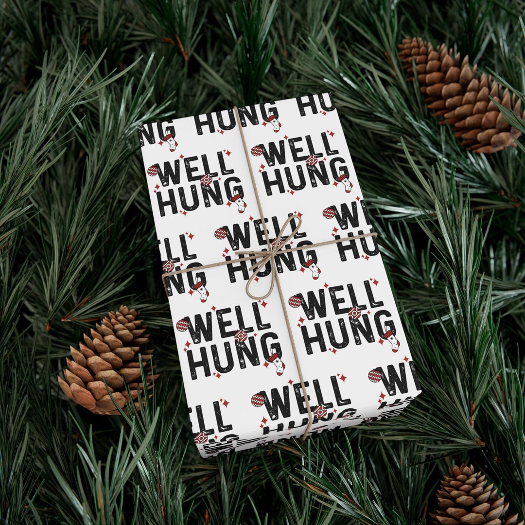 Well Hung Adults Funny Wrapping Paper, Cuss Rude Christmas Wrapping ...