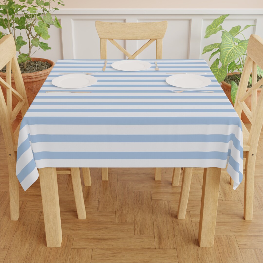 Blue Stripe Tablecloth, Cute Kitchen Decor, Baby Shower, Birthday Table ...