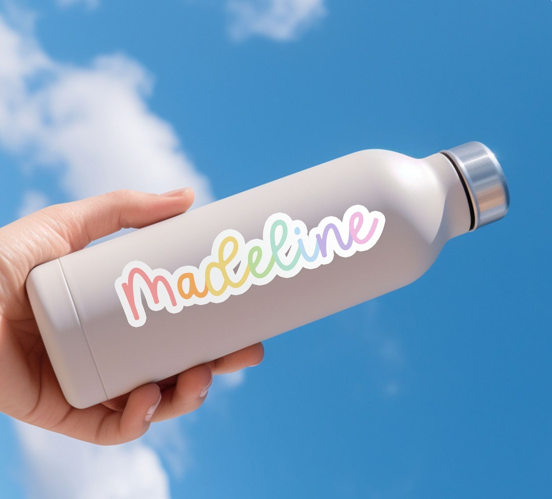Rainbow Custom Name Stickers, Water Bottle Stickers, Personalized Decal ...