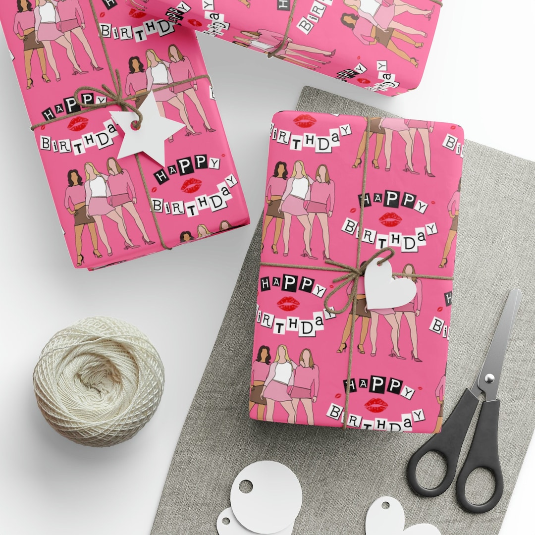 Happy Birthday Burn Book Pink Girls Wrapping Paper Roll, Cute Y2k 90s ...