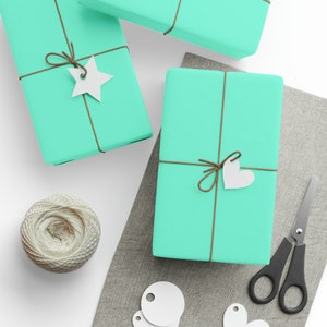 Plain Teal Mint Green Gift Wrapping Paper Roll, Blank Minimalistic Wrap ...