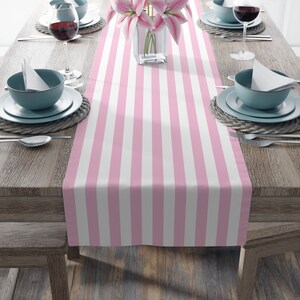 Pink Candy Stripe Table Runner, Cottage Baby Shower Decor, Bachelorette ...