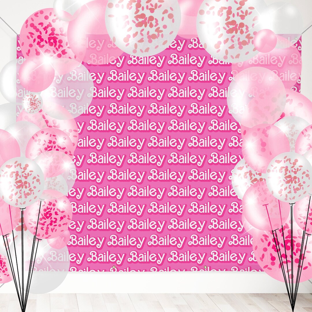 Pink Doll Custom Name Party Banner Photography Backdrop Banner, Barb ...