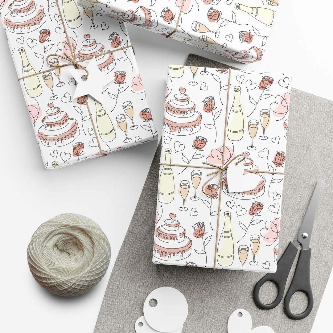 Drawing Wedding Wrapping Paper, Classy Elegant Wedding Wrapping Paper ...
