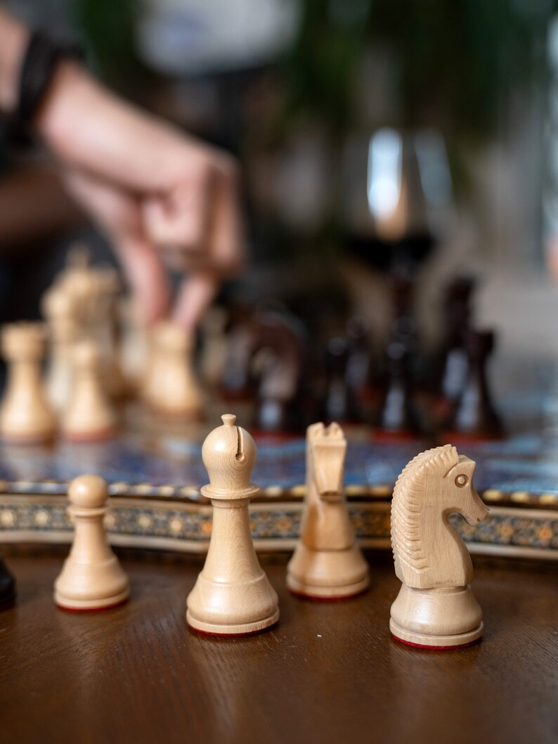 Geometry Backgammon, Painted Chess Set, Unparalleled Elegance: Handmade ...