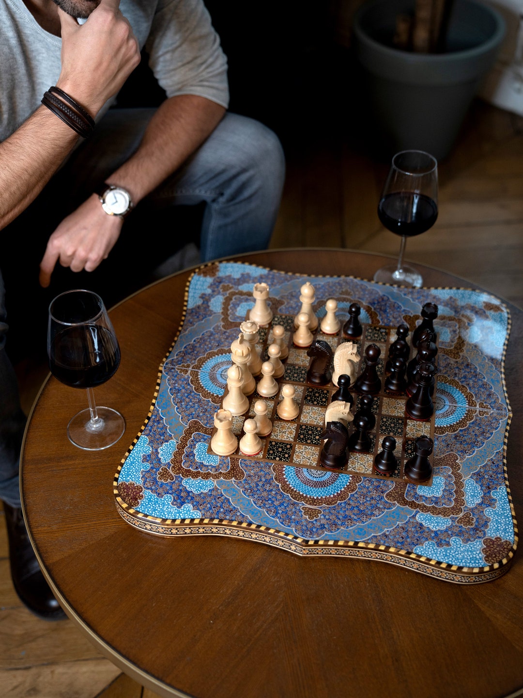 Geometry Backgammon, Painted Chess Set, Unparalleled Elegance: Handmade ...