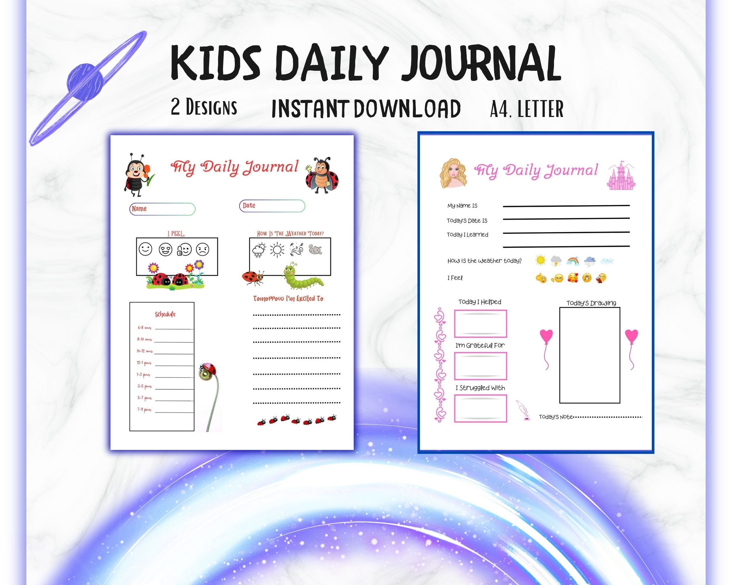 Kids Daily Journal Printable,kids Activity Drawing Page,activity for ...