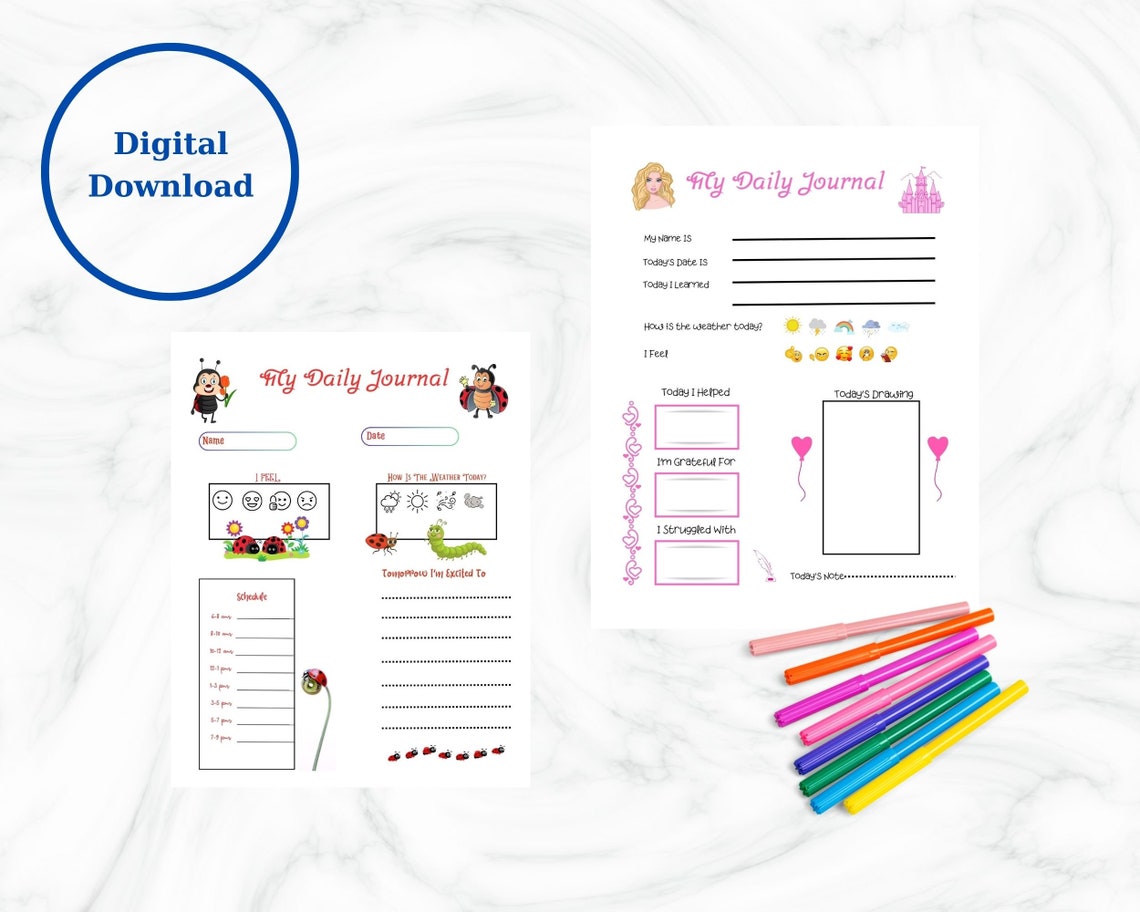 Kids Daily Journal Printable,kids Activity Drawing Page,activity for ...